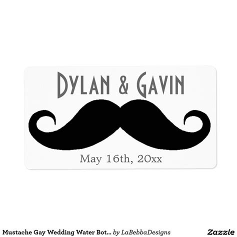 Mustache Gay Wedding Water Bottle Labels Zazzle Water Bottle Labels