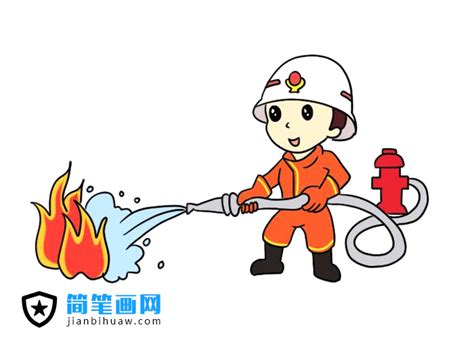 消防员同志正在救火的简笔画图片 简笔画网