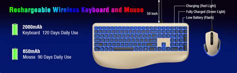 Wireless Keyboard Mouse Combo Rechargeable With 7 Backlits