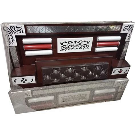 Full Size Wooden Brown Double Bed Headboard For Home With Storage At