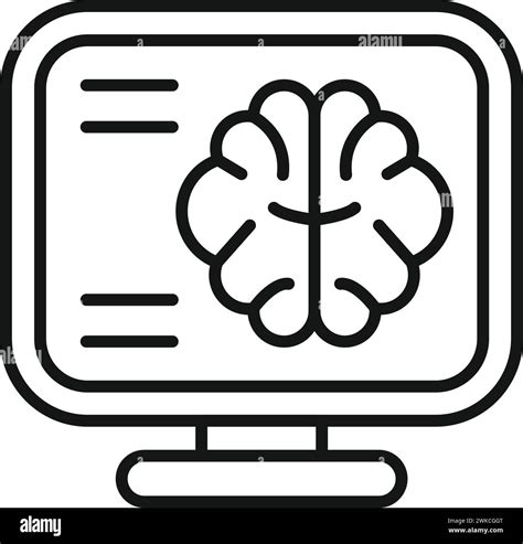 Brain Image Monitor Icon Outline Vector Scan Mri Lab Body General