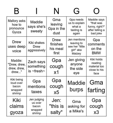 Ur A Bae Bingo Card