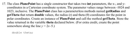 Solved 17 The Class Planepoint Has A Single Constructor