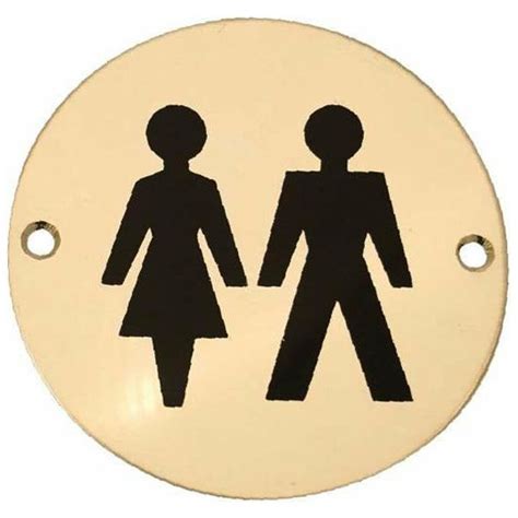 Frelan Unisex Symbol Toilet Wc Engraved Sign 76mm Dia Polished Bra