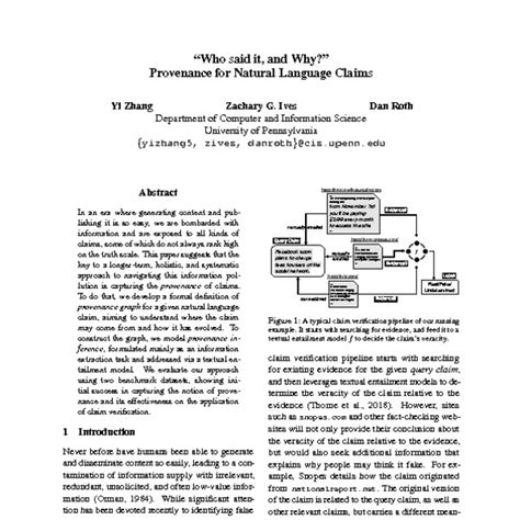 Who Said It And Why” Provenance For Natural Language Claims Acl Anthology