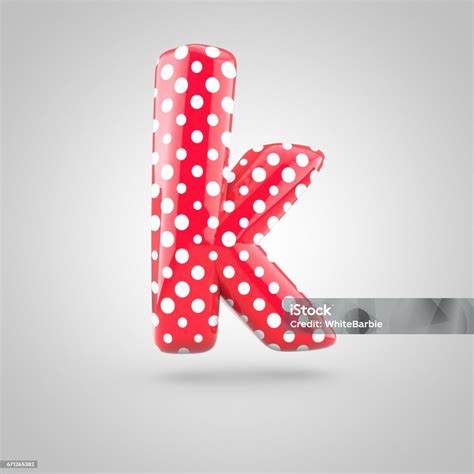 흰색 배경에 고립 된 흰색 도트 빨간색 알파벳 편지 K 소문자 0명에 대한 스톡 벡터 아트 및 기타 이미지 0명 3차원 형태 그림자 Istock