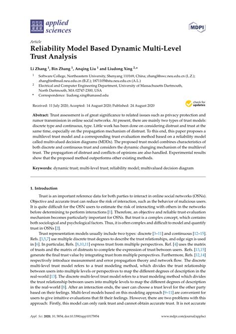 Pdf Reliability Model Based Dynamic Multi Level Trust Analysis
