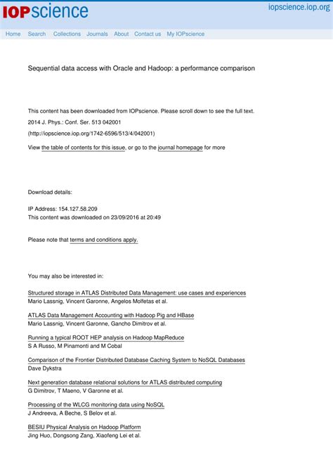 Pdf Sequential Data Access With Oracle And Hadoop A Performance Comparison