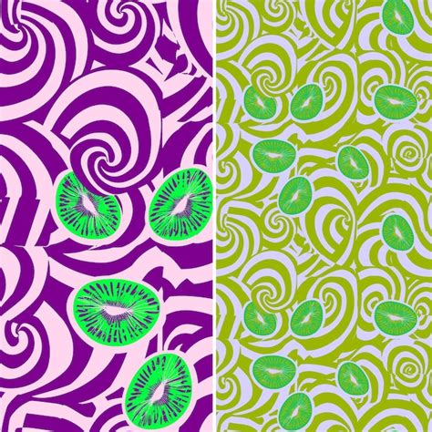 A Set Of Purple And Green Patterns With A Green Leaf Premium Ai