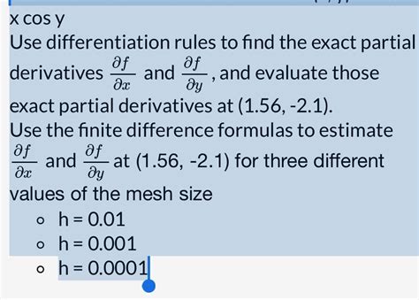 Partial Differentiation Formulas