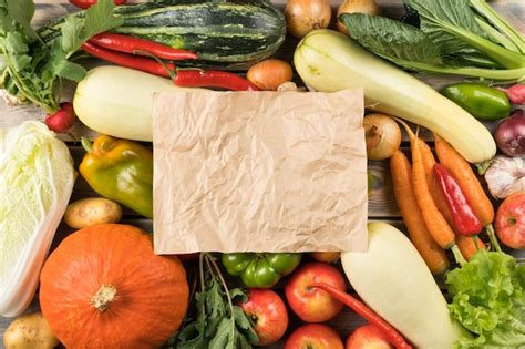 Premium Photo Sheet Of Paper On Mix Of Different Fresh Farm