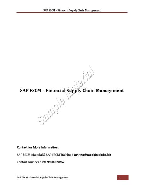 Sap Fscm Sample Pdf Supply Chain Management Credit Finance