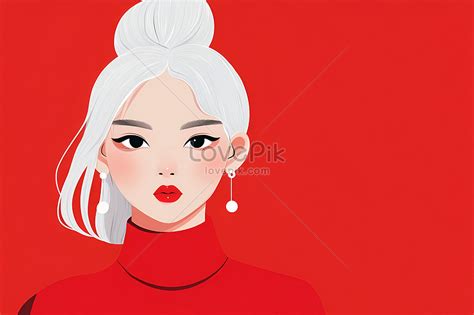 세련된 백발의 소녀 일러스트 무료 다운로드 Lovepik