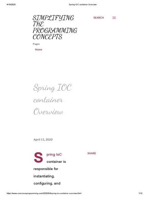 Spring Ioc Container Overview Pdf Class Computer Programming Information Technology