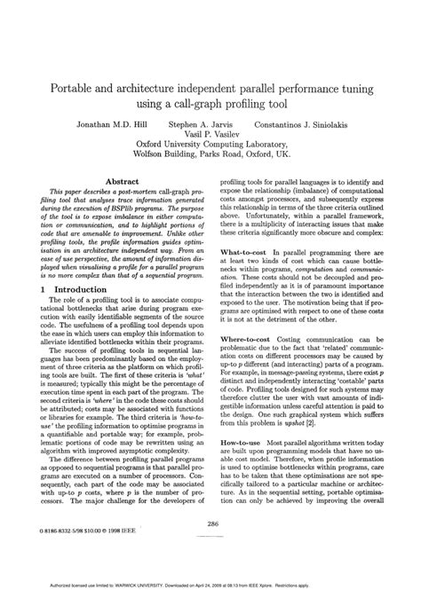 Pdf Portable And Architecture Independent Parallel Performance Tuning Using A Call Graph