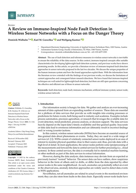 pdf a review on immune inspired node fault detection in wireless