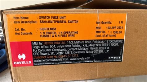 Havells Rewirable Switch Fuse Unit Main Switch For Home Distribution