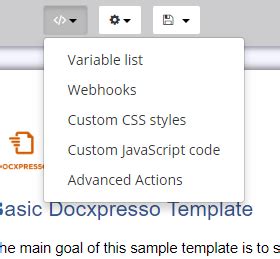 Template Variable Listing Docxpresso