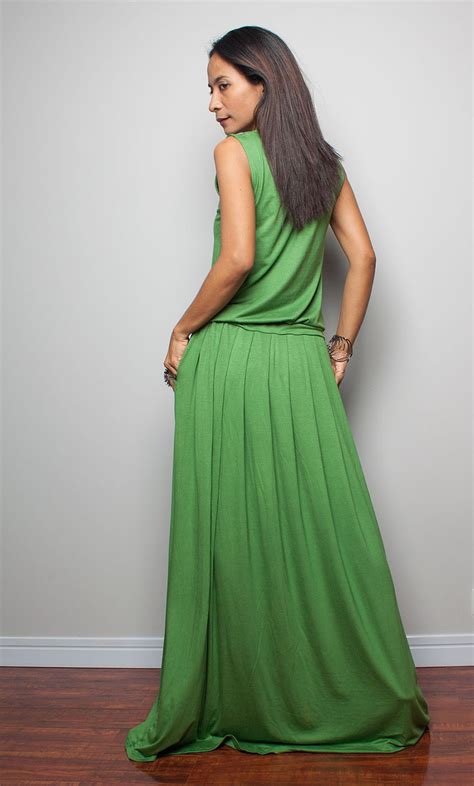 Plus Size Maxi Dress Sleeveless Green Dress Aut9p Etsy