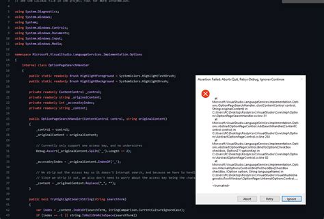 Search Handler Assertion Failure Issue Dotnet Roslyn GitHub