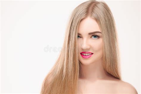 Beautiful Blonde Girl Healthy Long Hair Stock Image Image Of Closeup