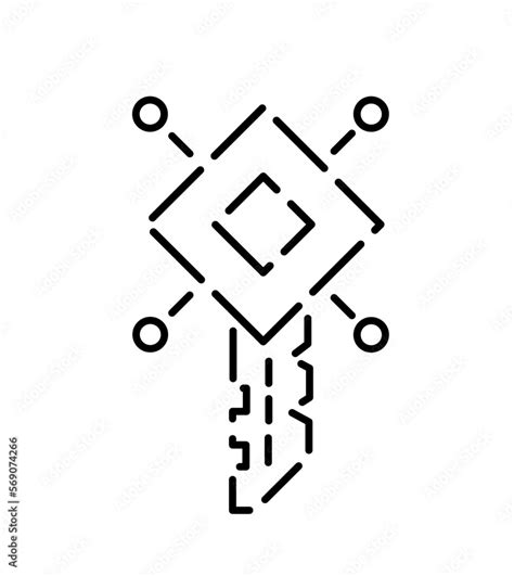 Digital Key Account Authentication Cyber Security Vector Line Editable Outline Stroke Stock