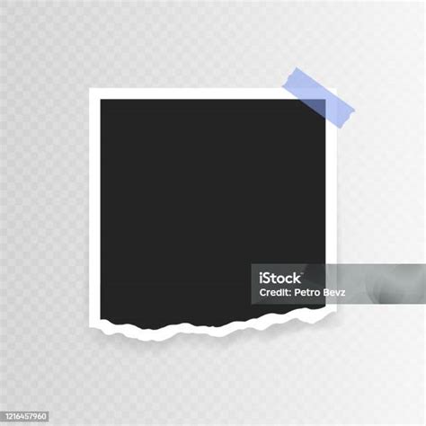 벡터 사진 프레임 모형 디자인입니다 투명 한 배경에 격리 된 스티커 테이프에 찢어진 된 종이사진 프레임 벡터 일러스트레이션 0명에 대한 스톡 벡터 아트 및 기타 이미지