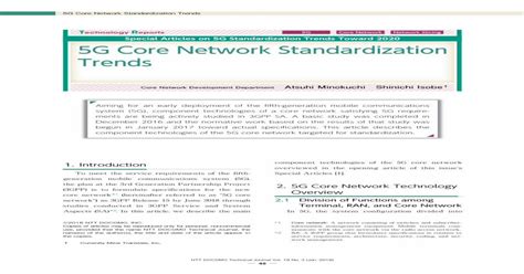 Pdf Special Articles On 5g Standardization Trends … · 5g Core Network Standardization Trends