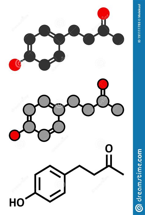 Raspberry Ketone Chemical Formula And Skeletal Structure Vector