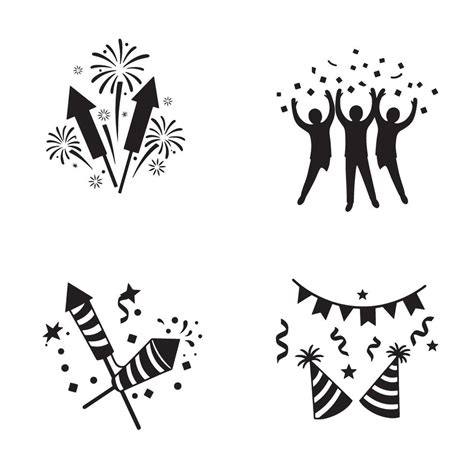 Black And White Celebration And Party Themed Illustrations And