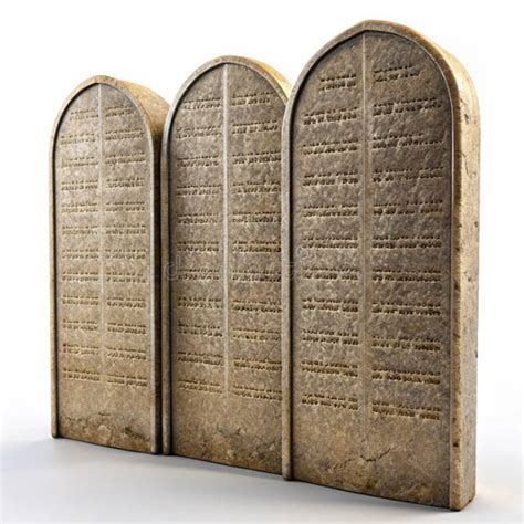 Ten Commandments Tablets Isolated On White Background Stock
