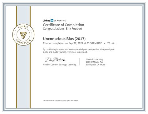 erik foubert on linkedin certificate of completion