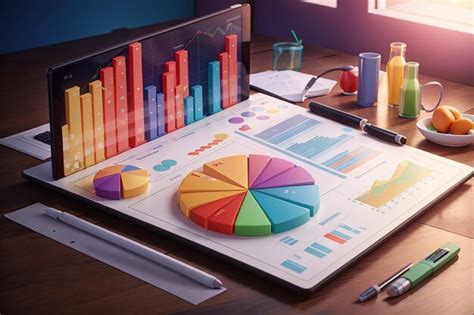 Premium Ai Image 3d Financial Report Chart Data Analysis And Web Development Concept Tablet