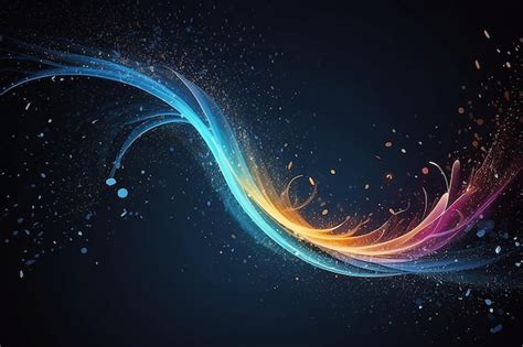 Premium Photo Blue Curve Particle Background