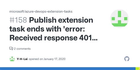 Publish Extension Task Ends With Error Received Response 401 Not