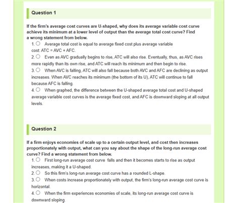 Solved If The Firms Average Cost Curves Are U Shaped Why