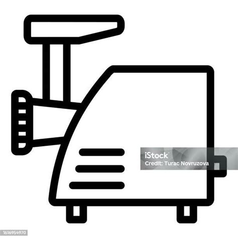 전기 고기 분쇄기 라인 아이콘입니다 푸드 프로세서 기호 흰색 배경에 윤곽선 스타일 픽토그램 전기 Mincer 기호 모바일 개념