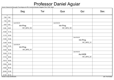 daniel aguiar — ifrn parnamirim horário acadêmico