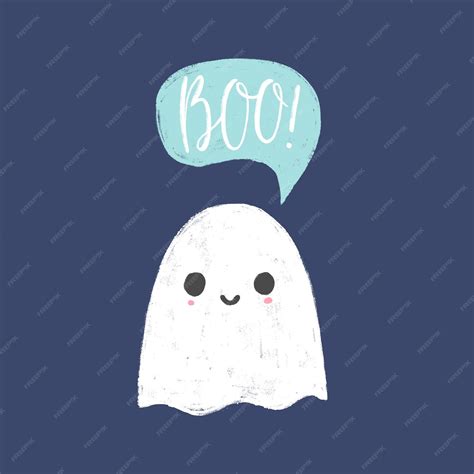 Premium Vector Cute Funny Ghost Vector Hand Drawn Illustration