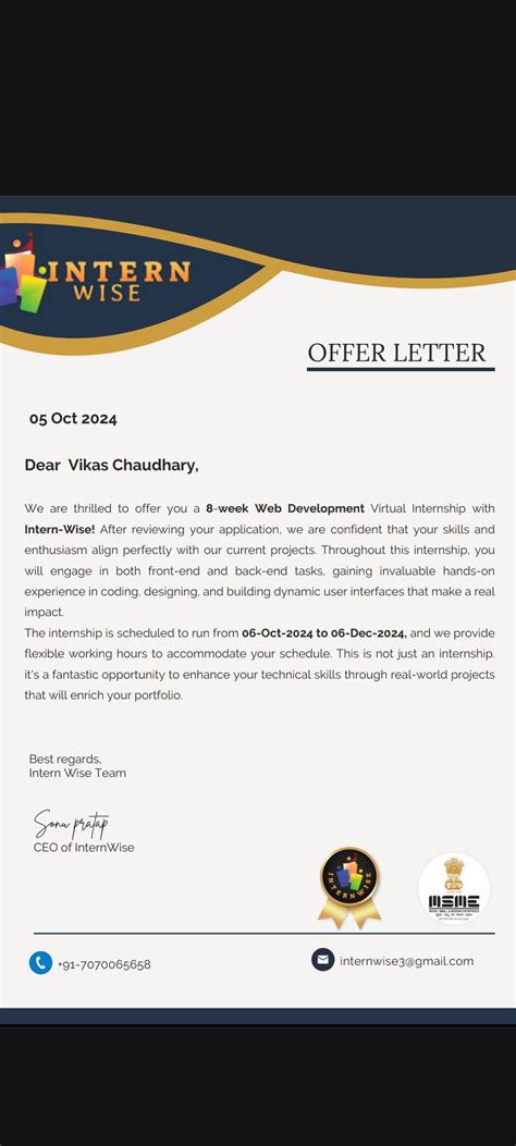 vikas chaudhary on linkedin internship webdevelopment grateful
