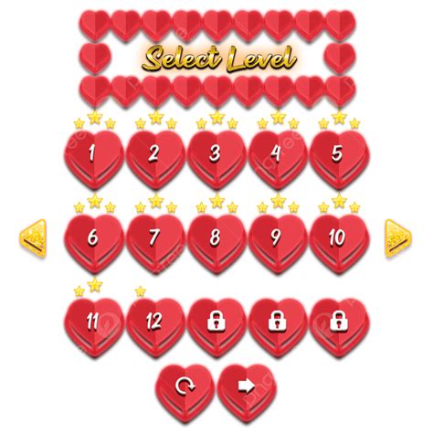 사랑 게임 일러스트 Ui 레벨 선택 자산 디자인 개념 투명 배경 게임 수준 게임 Ui 수평 Png 일러스트 및 Psd 이미지 무료 다운로드 Pngtree