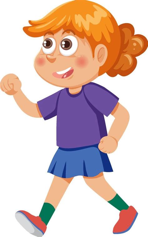 Linda Chica Caminando Personaje De Dibujos Animados Vector En Vecteezy