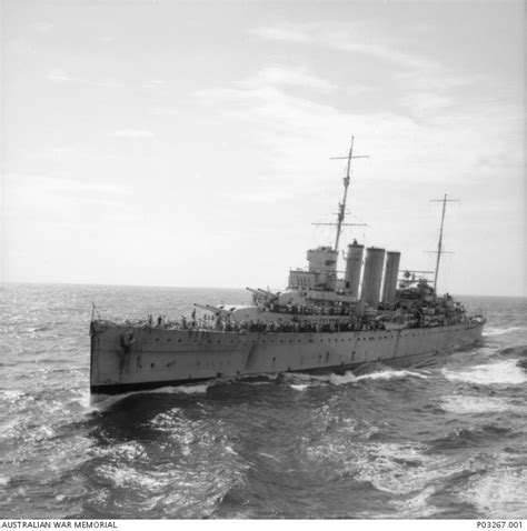 Port Bow View Of The County Class Heavy Cruiser Hmas Canberra As Seen