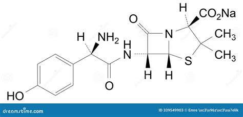Chemical Structure Of Amoxicillin Sodium Drug Substance Stock Illustration Illustration Of