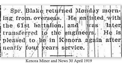 Biography For Ww1 Veteran Alfred Blake Canadian Expeditionary Force