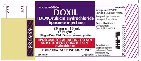 Fda Label For Doxil Injection Suspension Liposomal Intravenous