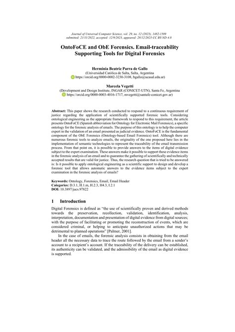 Pdf Ontofoce And Obe Forensics Email Traceability Supporting Tools For Digital Forensics