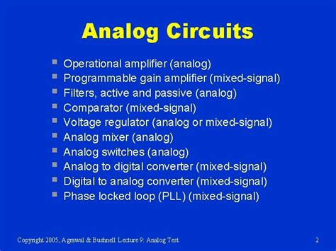 Vlsi Testing Lecture 9 Analog Test Analog Circuits