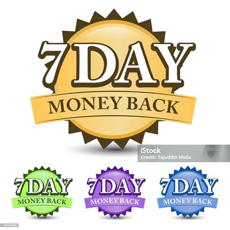 7 일 환불 보증 배지 라벨 아이콘 4 가지 색상 흰색 배경에 격리 0명에 대한 스톡 벡터 아트 및 기타 이미지 0명 1 100 Istock