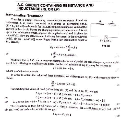 SOLUTION Ac Circuit Containing Resistance And Inductance Studypool
